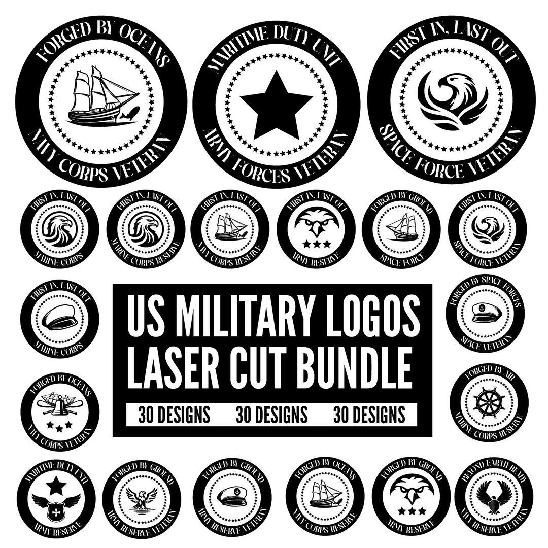Freedom American Military Logos Laser Engraving PNG Bundle, US Military ...