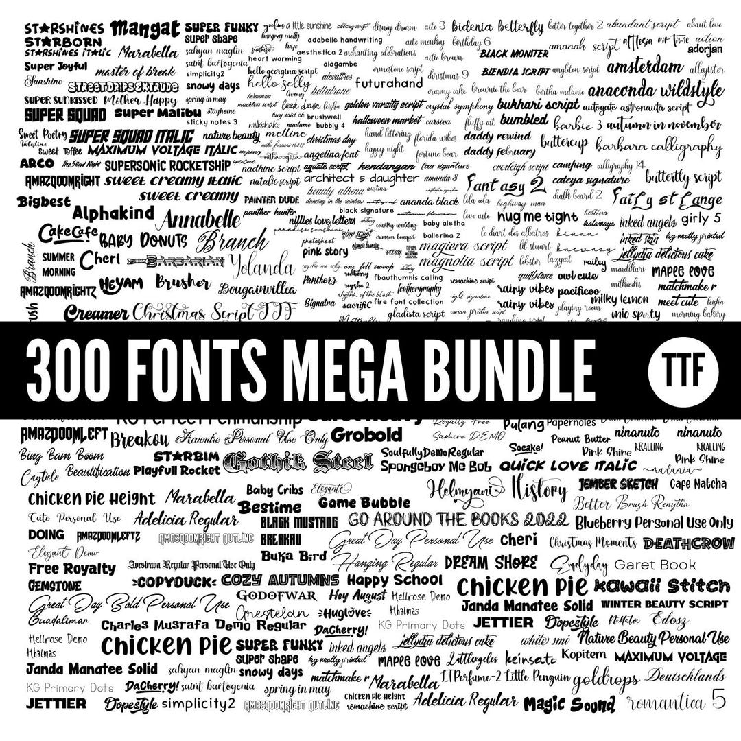 The Ultimate 300 Fonts, Font Bundle, Cursive Font Bundle, Script Fonts ...