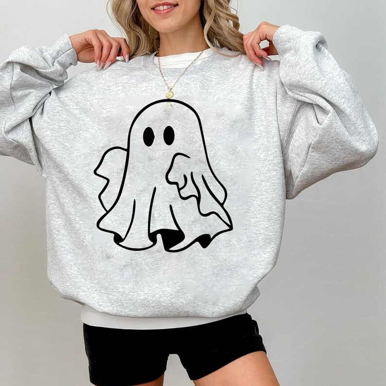 Ghost SVG Bundle, Cute Ghost Outline SVG, Retro Floral Ghost PNG ...