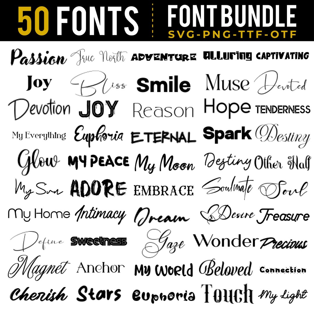 50 Font Bundle: Retro, Boho, Logo Fonts, Script Fonts, Handwritten ...