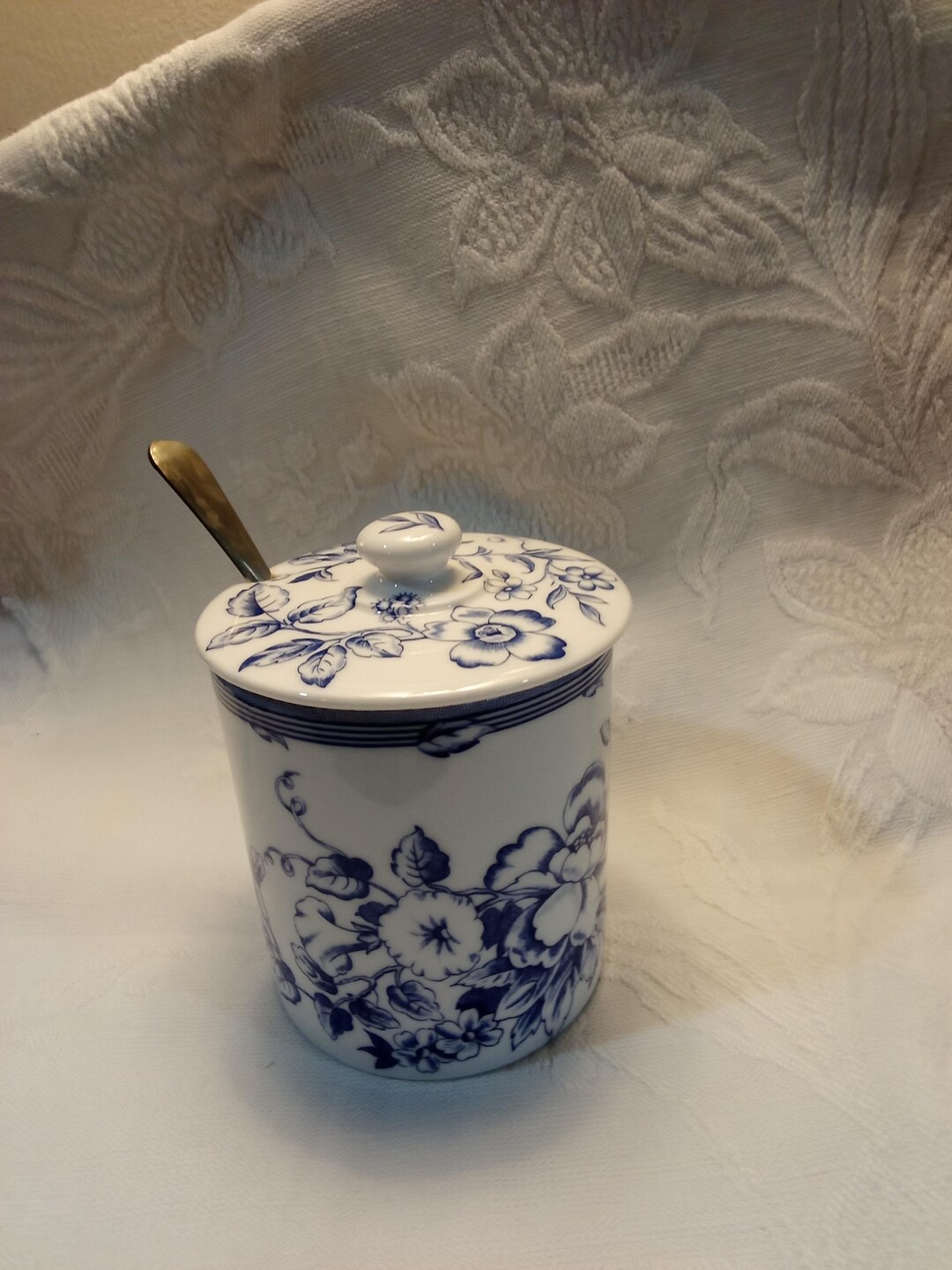 Spode Blue and White English Jam Jar and Spoon - Etsy