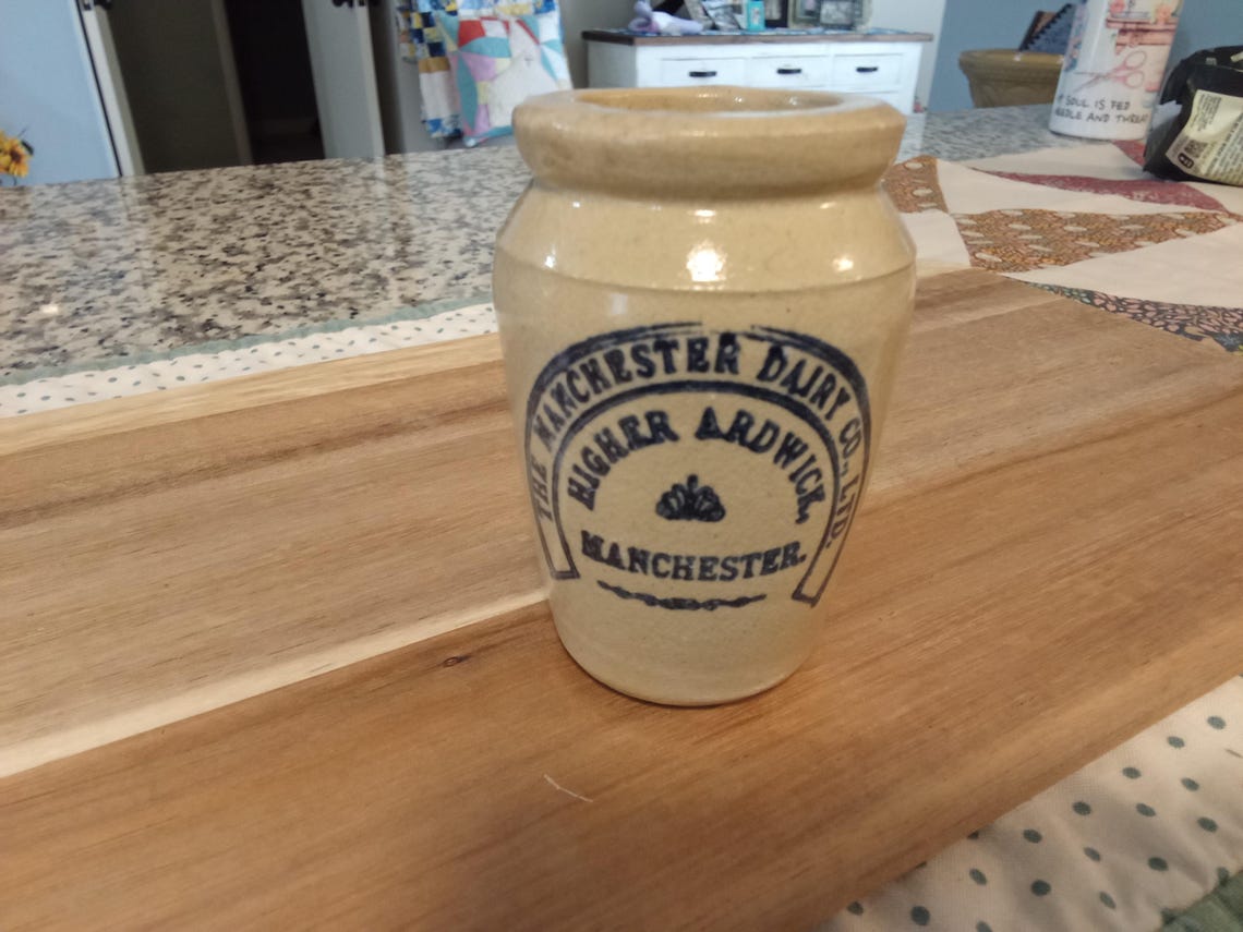 Antique English Stoneware Cream Crock, Manchester Dairy, 3" Tall - Etsy