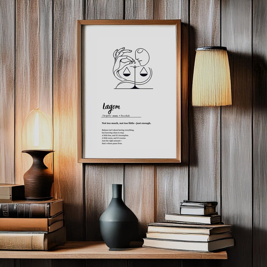 Lagom Definition Wall Art, Swedish Word Meaning Digital Print, Balance ...