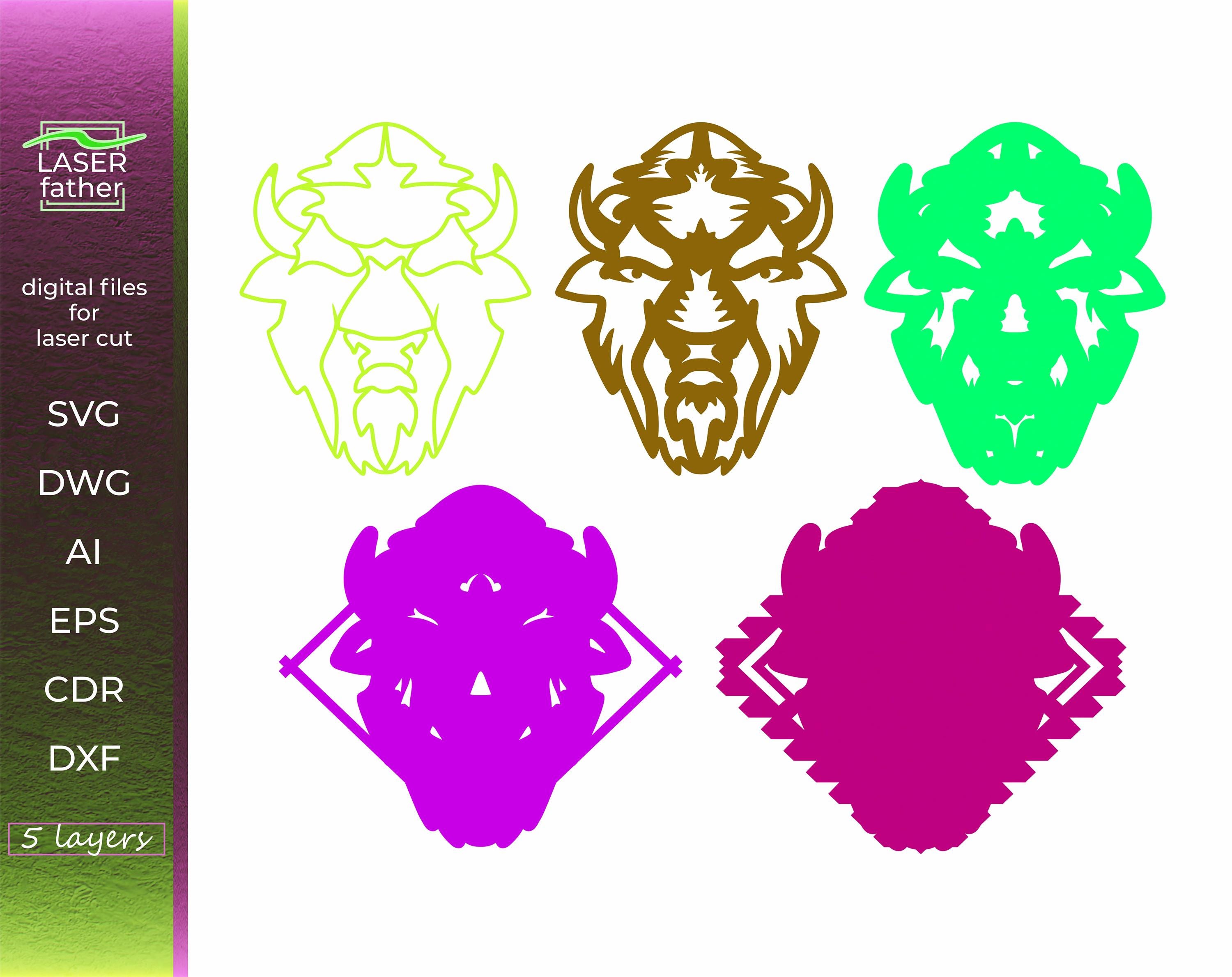 Buffalo Laser Cut Files, Wild Animal SVG, 3D Paper Cutting Projects, 5 ...