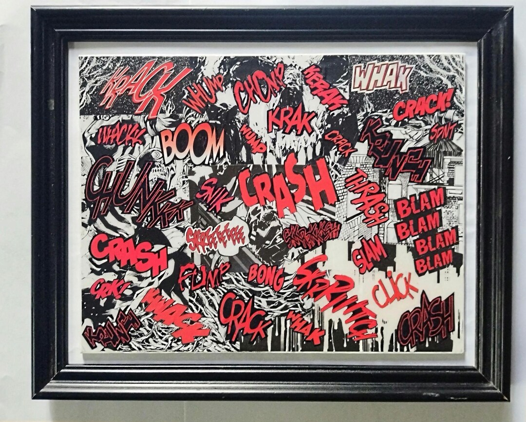 Comic Book Onomatopoeia Black and White and Red All Over - Etsy