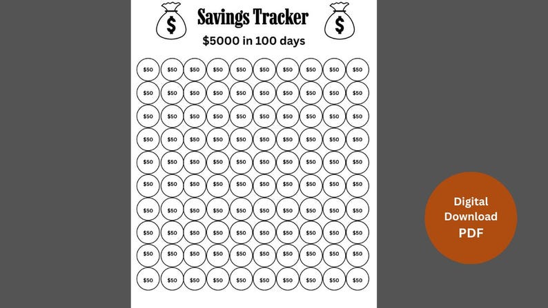 5000 Dollar Savings Challenge Tracker, Budget Planner (digital Download ...