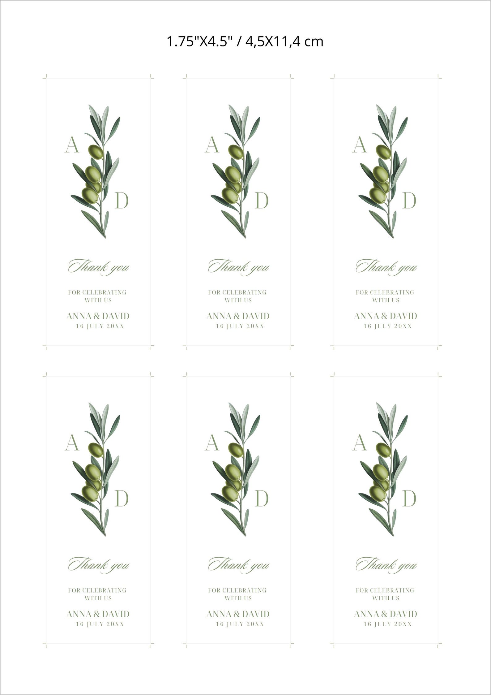 Olive Oil Wedding Favor Labels: Rustic Olive Branch Canva Template ...
