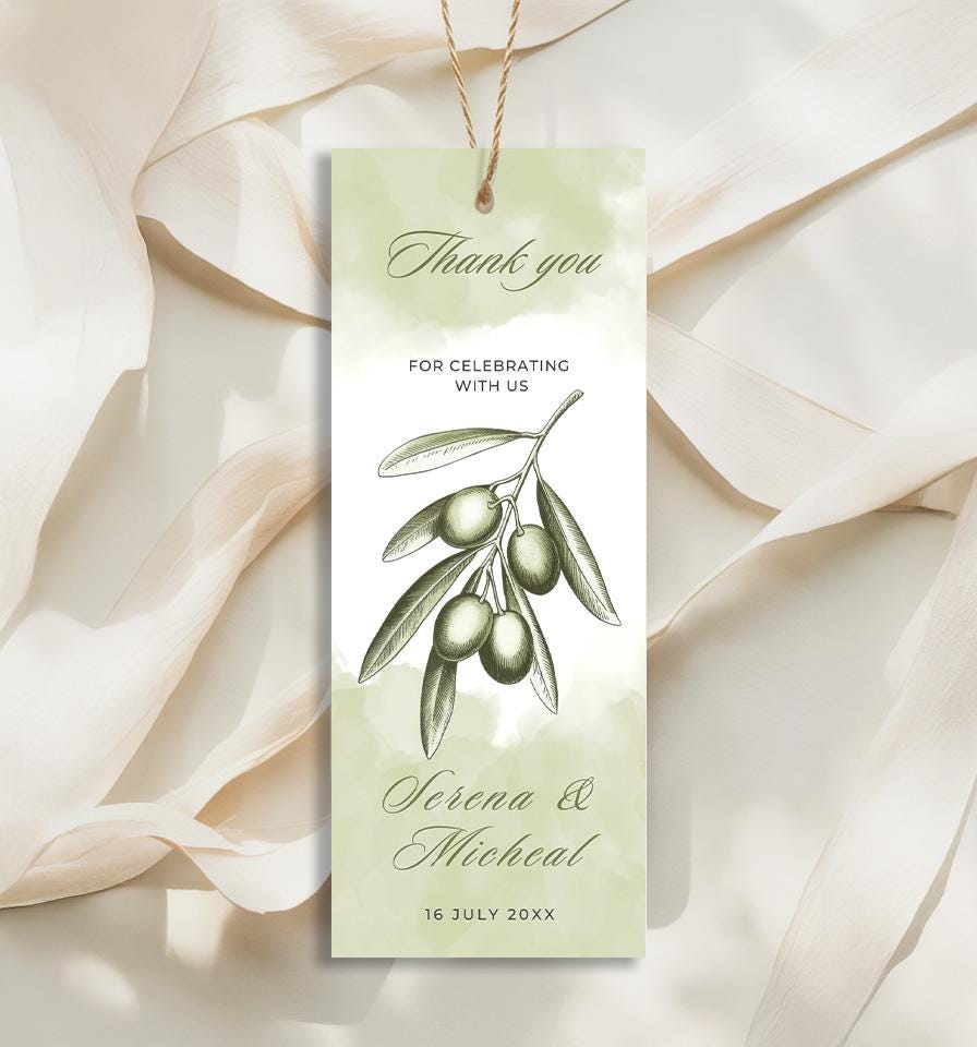 Olive Oil Wedding Favor Labels – Editable Canva Template, Rustic Olive ...