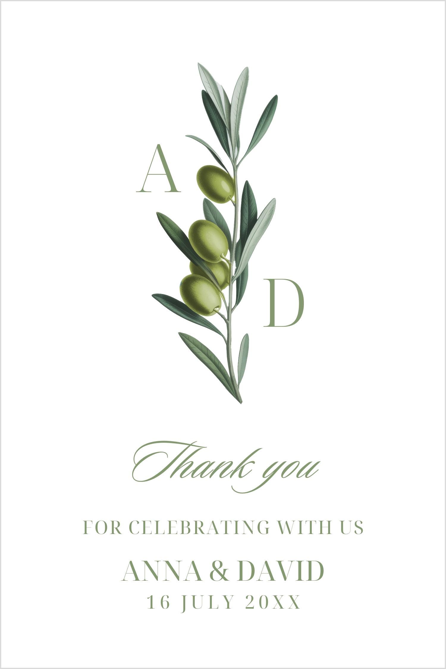 Olive Oil Wedding Favor Labels: Rustic Olive Branch Canva Template ...