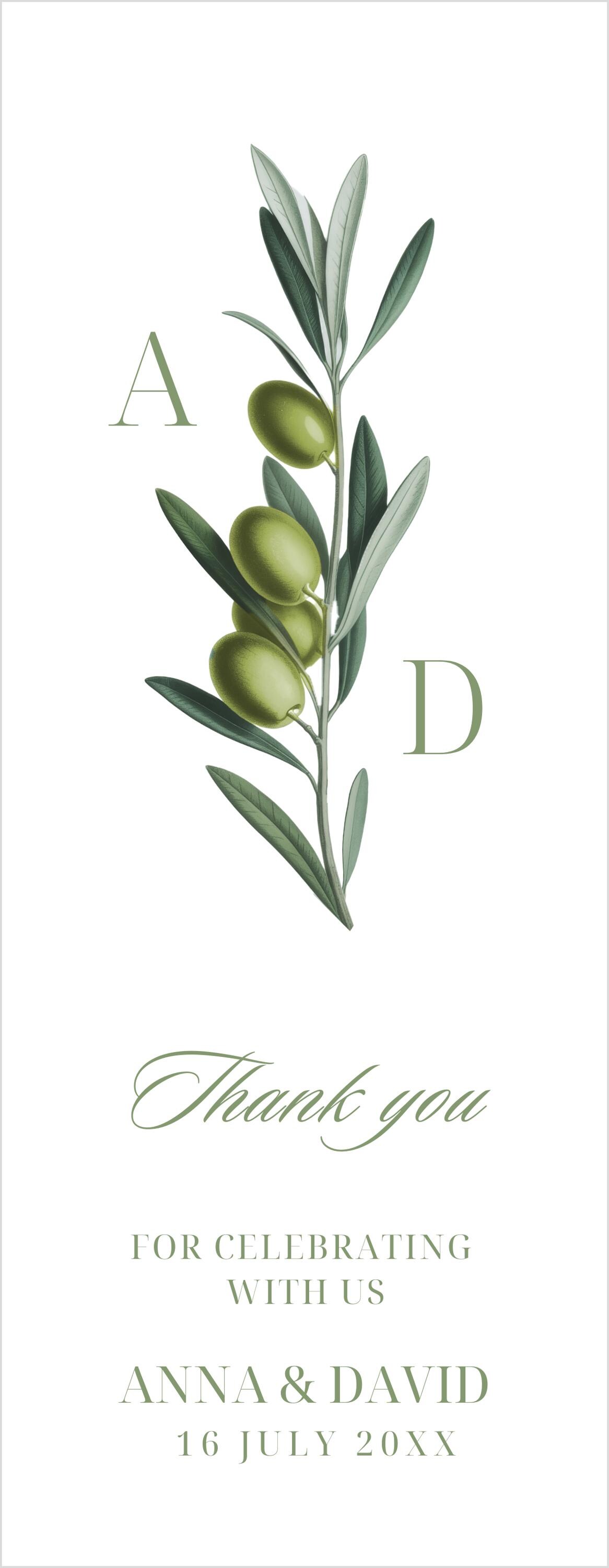 Olive Oil Wedding Favor Labels: Rustic Olive Branch Canva Template ...