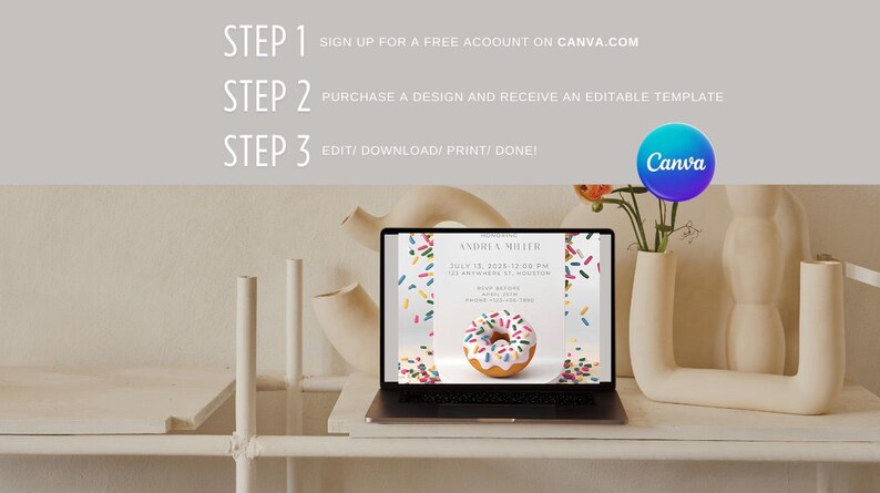 Donut Baby Sprinkle Invitation: Sweet Pastel Theme (digital Template ...