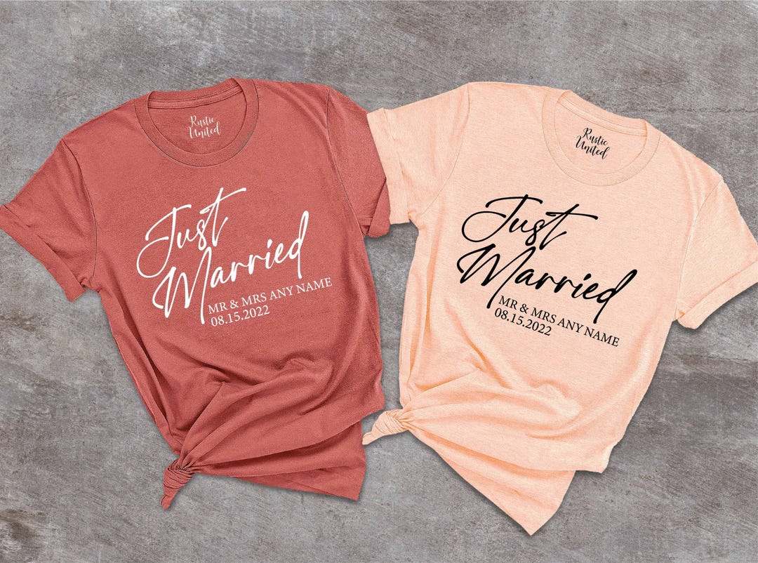 Custom Just Married Shirt,husband and Wife Couples Tshirt,matching ...