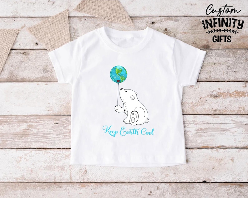 Polar Bear Keep Earth Cool Gift, Cute Eco Friendly Kids Shirt, Nature ...