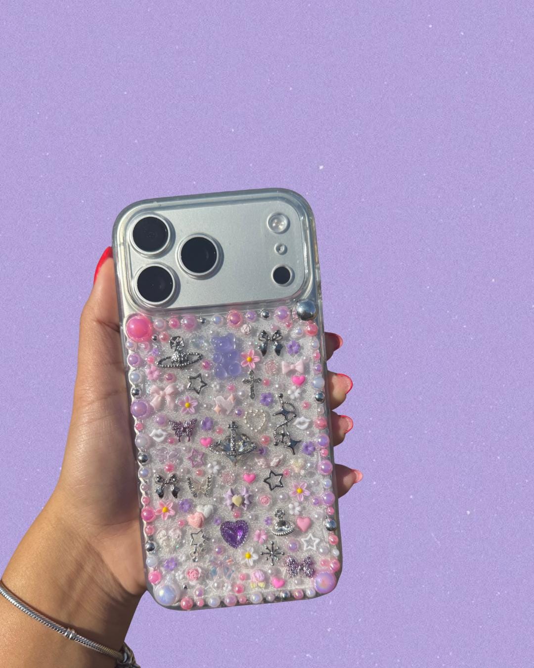 Purple/silver/pink Bedazzled Phone Case - Etsy