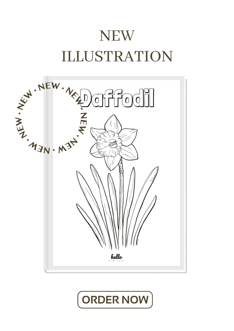 Daffodil Coloring Page – Printable Flowers, Botanical Coloring Pages for Kids & Adults, Digital ...