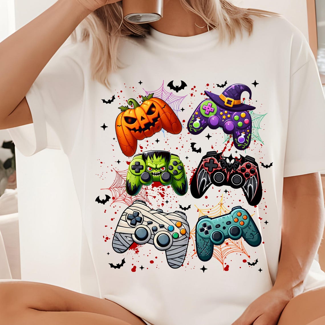 Halloween Gamer Controller DTF Transfer, Pumpkin Ready to Press, Witch ...