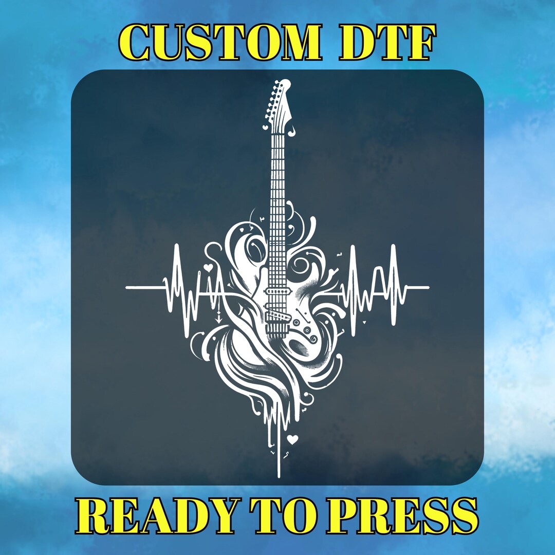 Guitar Silhouette DTF Transfer, Guitar Art Shirt Ready to Press, Music ...