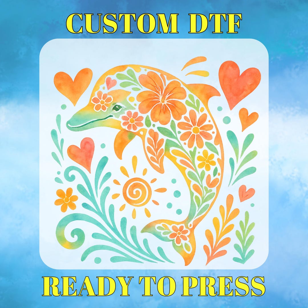 Cute Dolphin DTF Transfer, Trendy Summer Ready to Press, Summertime ...
