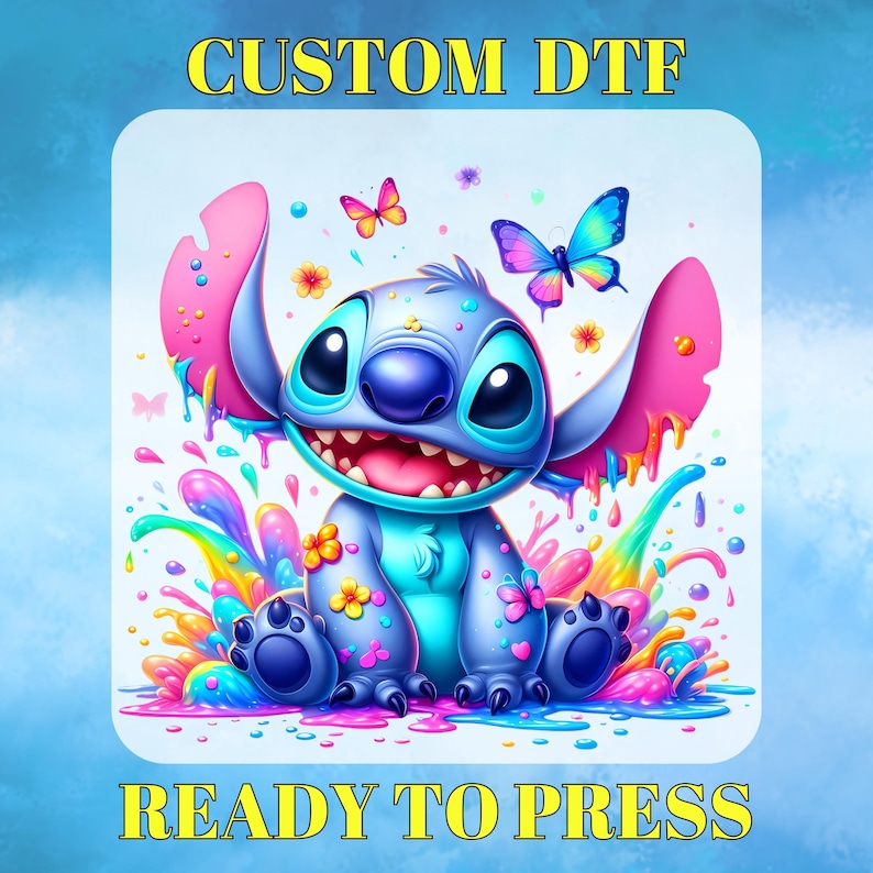Colorful Stitch DTF Transfer, Disney Stitch Ready to Press, Pixar Fest ...