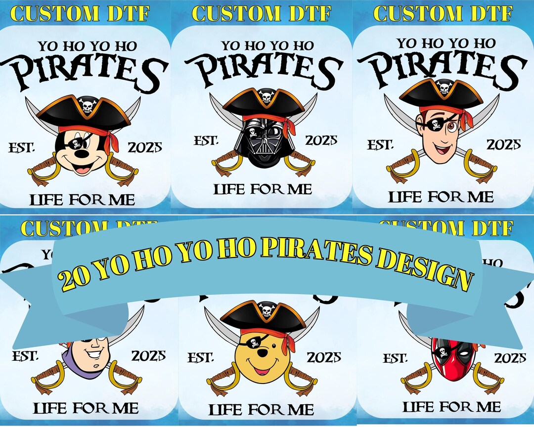 Disney Yo Ho Yo Ho A Pirate's Life for Me DTF Transfer, Disney Family ...