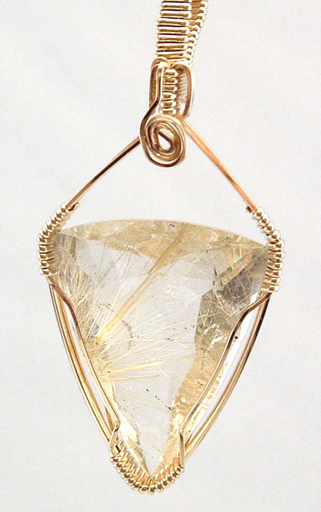 Rutile Quartz Pendant, Faceted Rutilated Quartz Wire Wrappedjewelry - Etsy
