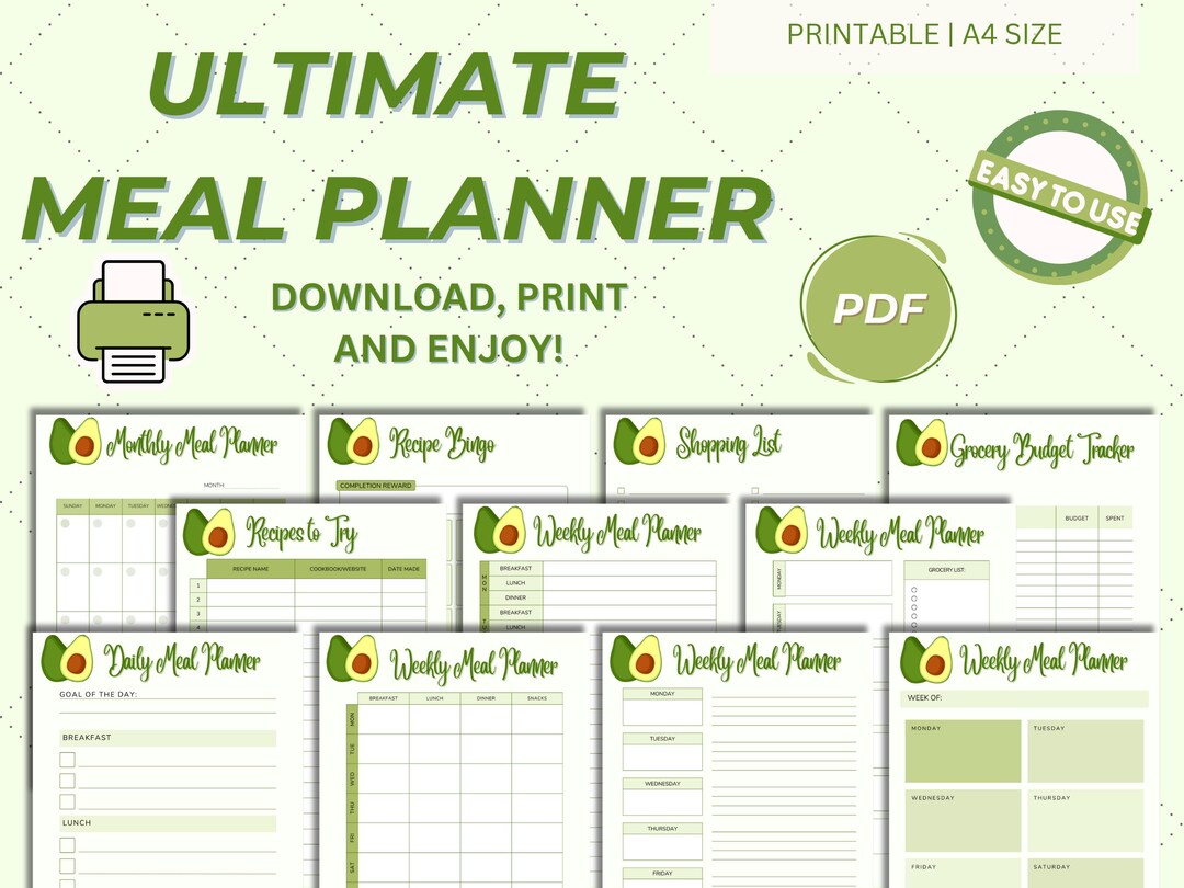 Ultimate Meal Planner - Daily Weekly Monthly Meal Prep Planner Grocery ...