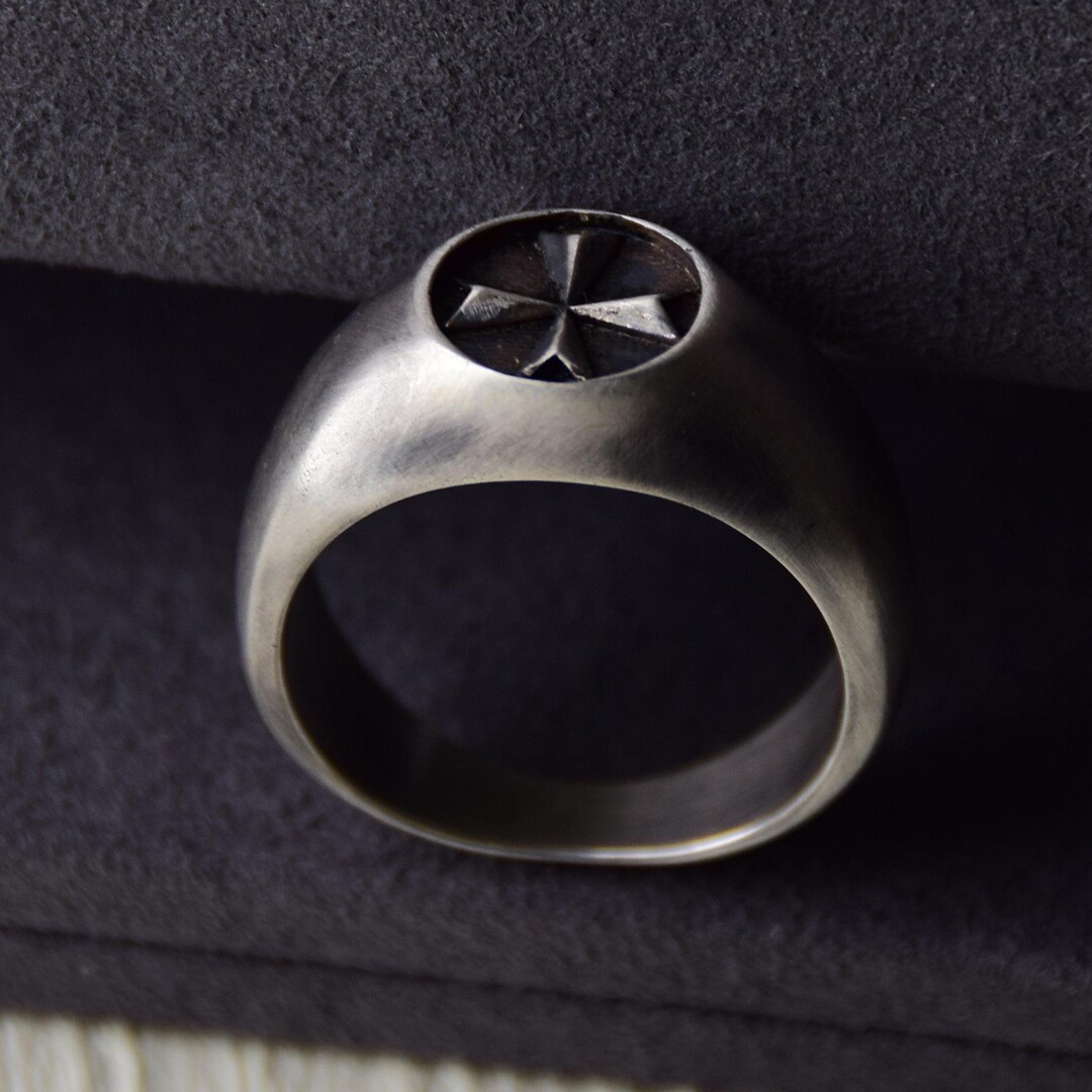 Maltese Cross Signet Ring Custom Name Monogram Sterling Silver ...