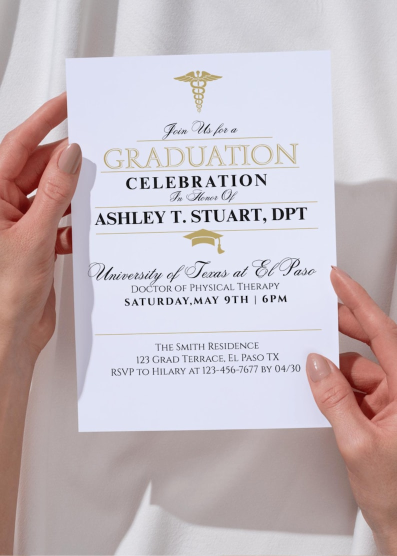 Doctor of Physical Therapy Graduation Invitation Editable Template DPT ...