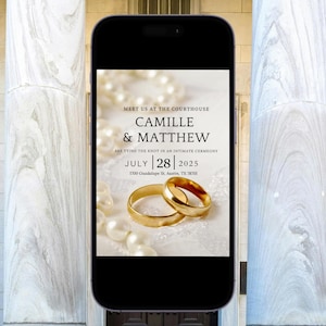 Courthouse Wedding Invitation Elegant Minimalist Canva Template Civil ...