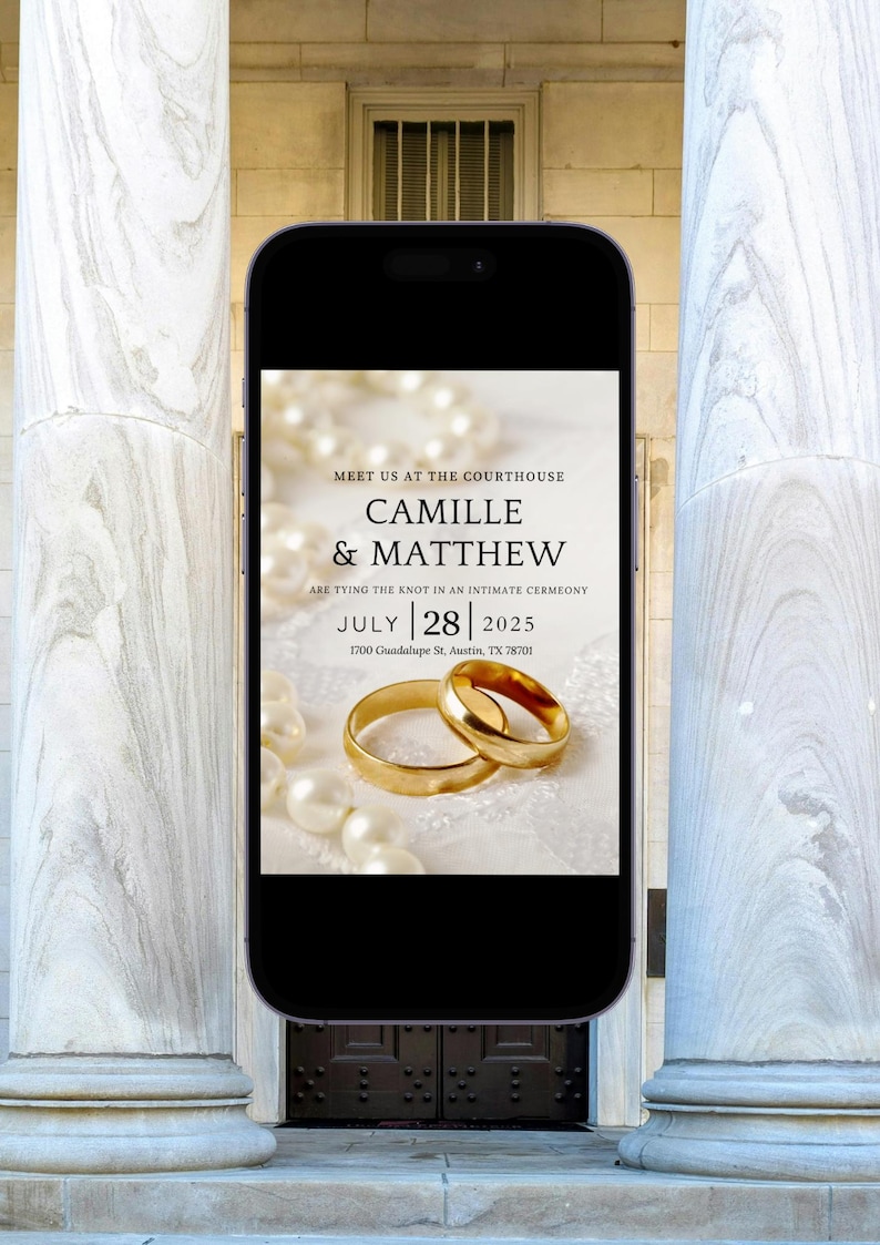 Courthouse Wedding Invitation Elegant Minimalist Canva Template Civil ...