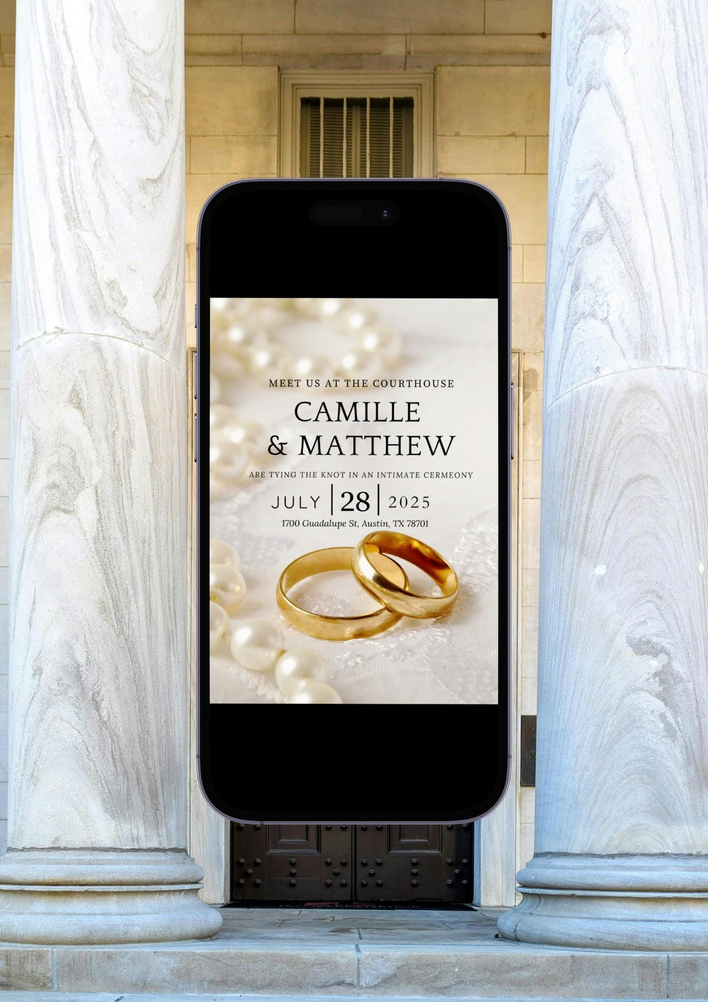 Courthouse Wedding Invitation Elegant Minimalist Canva Template Civil ...