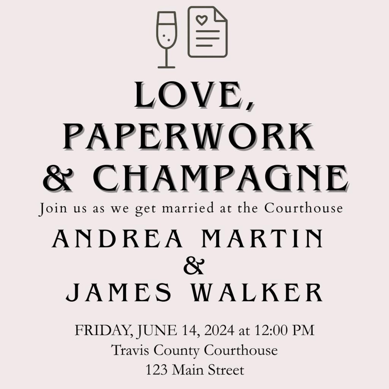 Courthouse Wedding Invitation: Minimalist Elopement Invite Digital ...