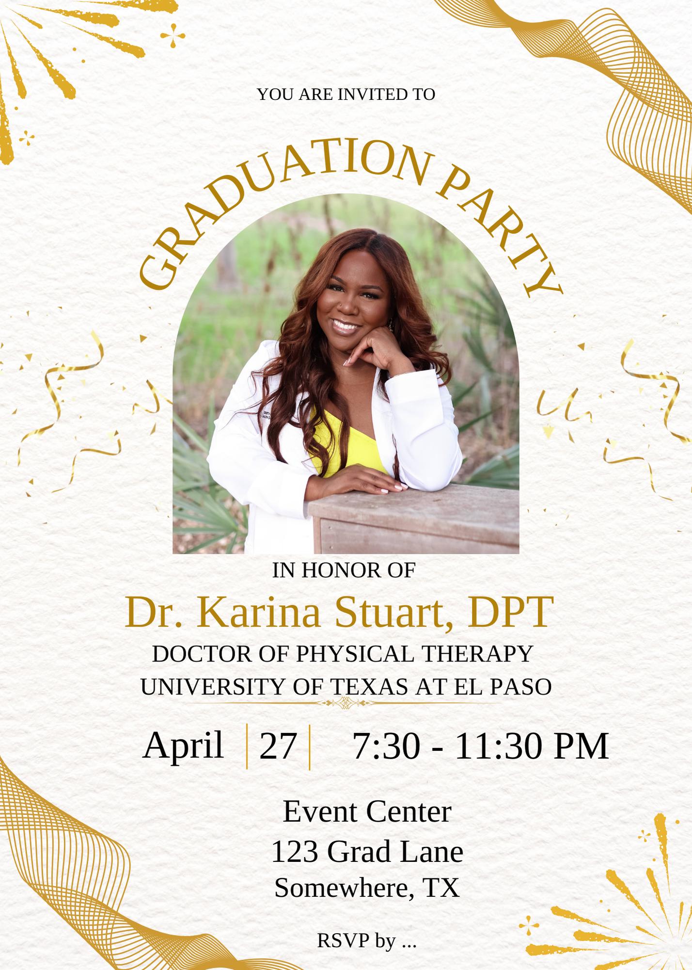Doctor of Physical Therapy Graduation Invitation Digital Download PT ...