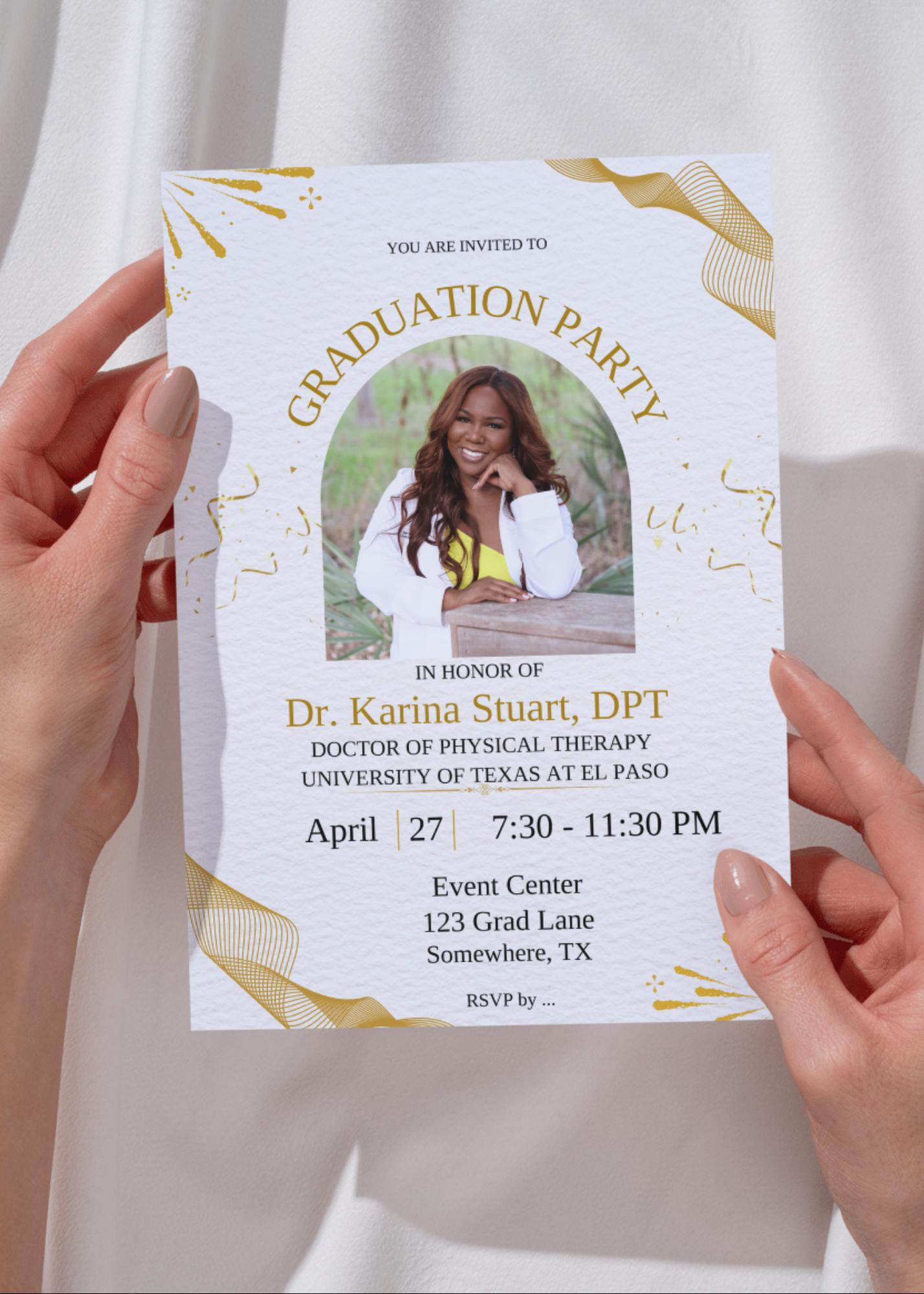 Doctor of Physical Therapy Graduation Invitation Digital Download PT ...