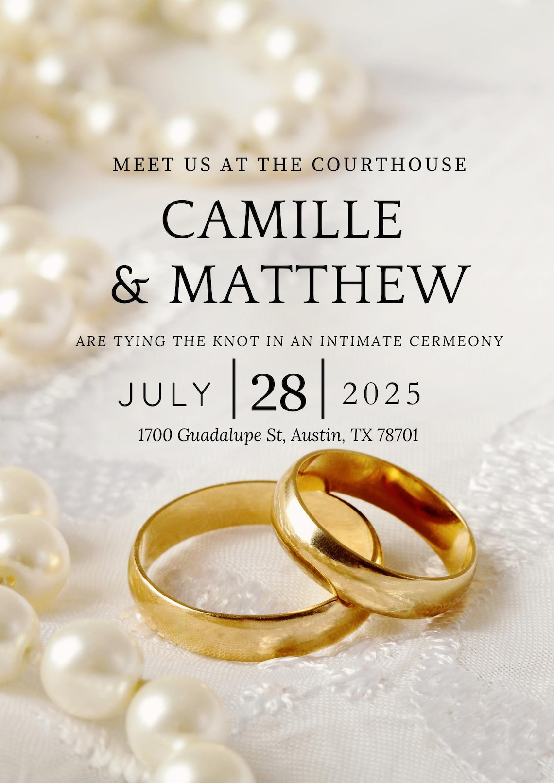 Courthouse Wedding Invitation Elegant Minimalist Canva Template Civil ...