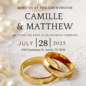 Courthouse Wedding Invitation Elegant Minimalist Canva Template Civil ...