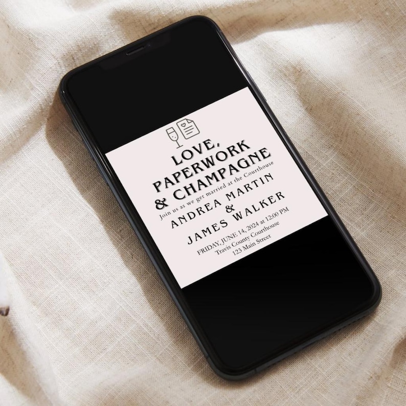 Courthouse Wedding Invitation: Minimalist Elopement Invite Digital ...