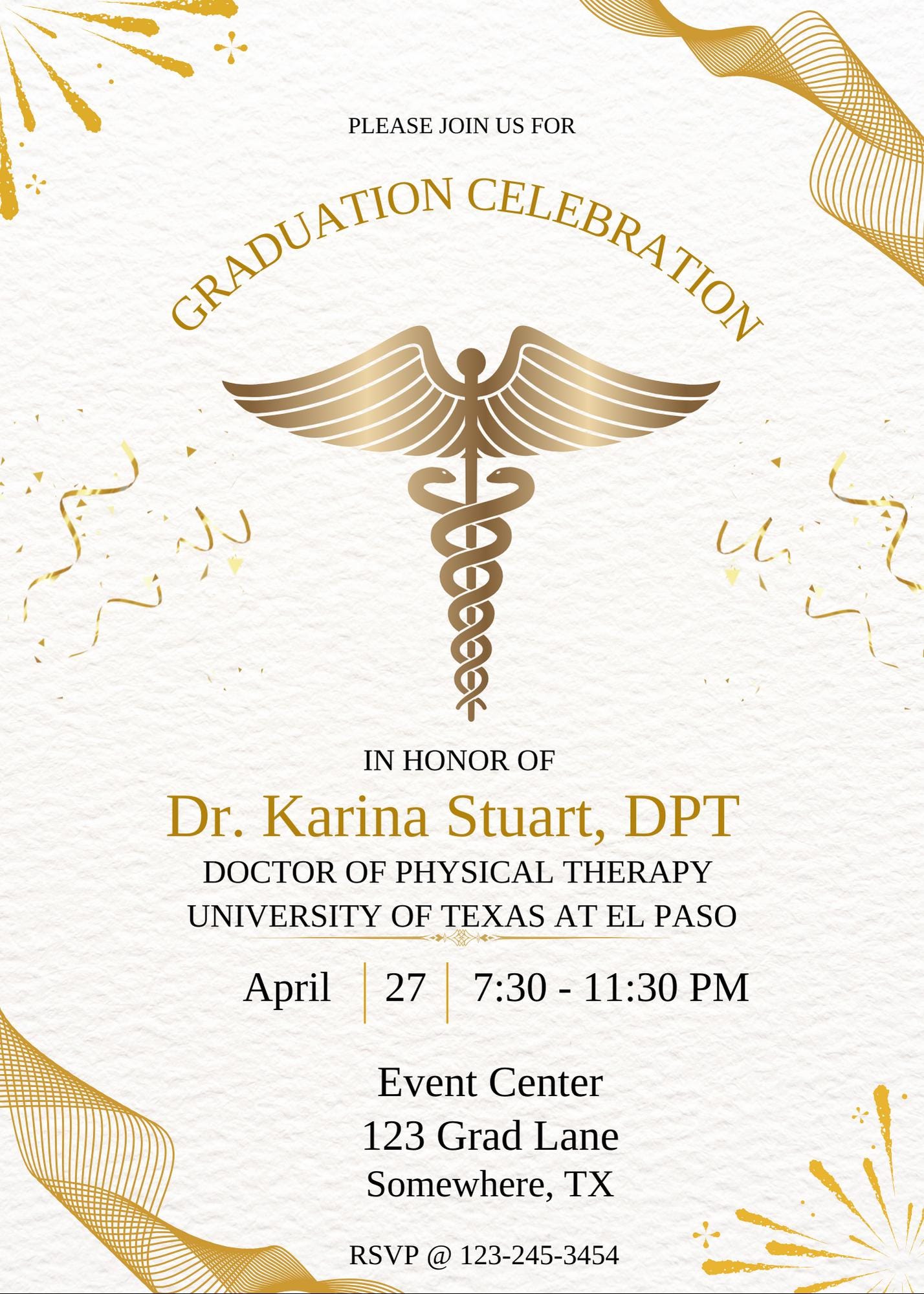 Doctor of Physical Therapy Graduation Invitation Digital Download PT ...