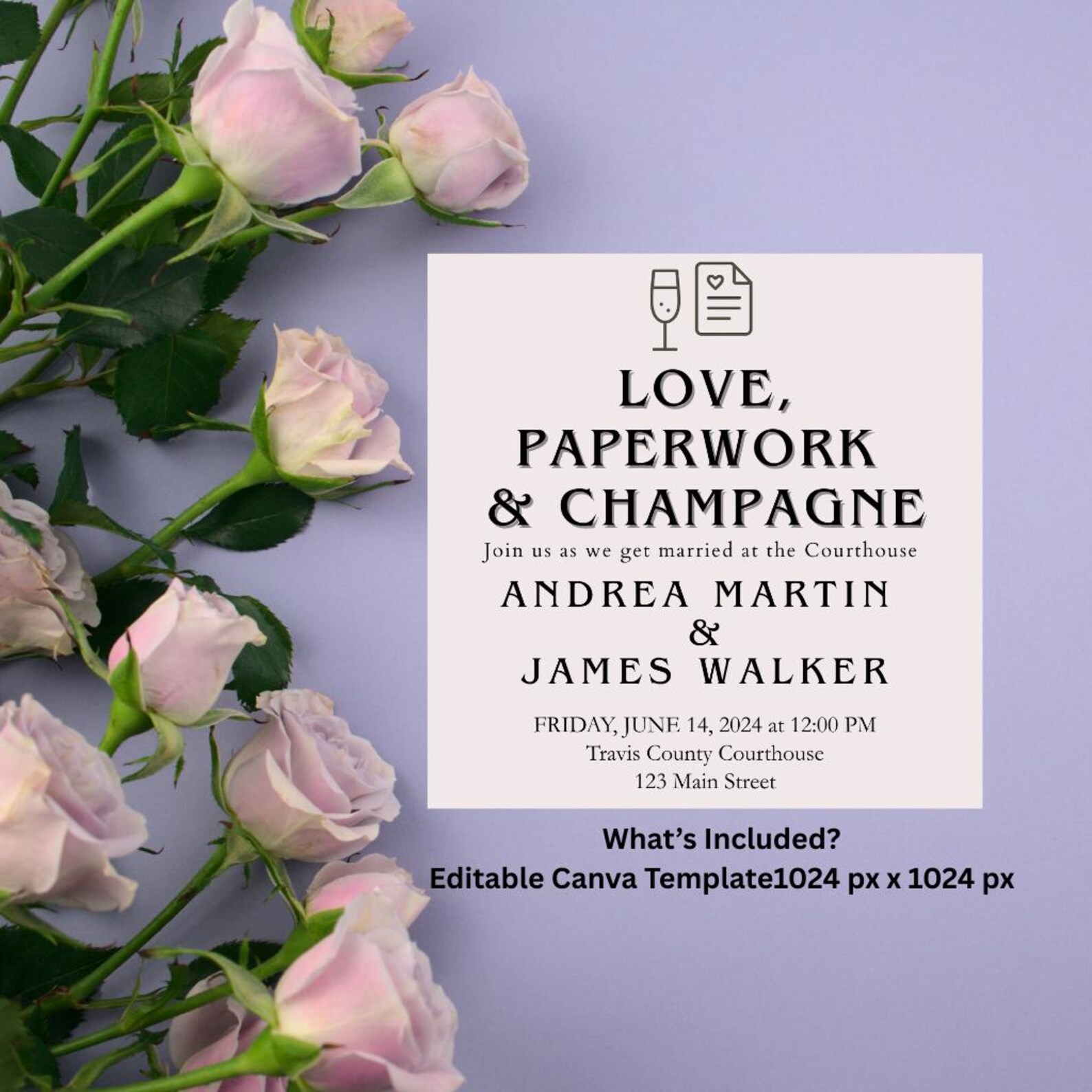 Courthouse Wedding Invitation: Minimalist Elopement Invite Digital ...