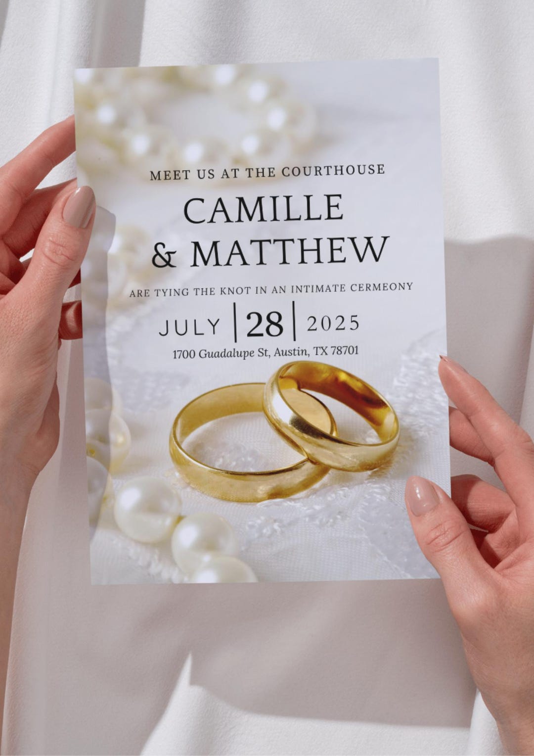 Courthouse Wedding Invitation Elegant Minimalist Canva Template Civil ...