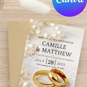 Courthouse Wedding Invitation Elegant Minimalist Canva Template Civil ...