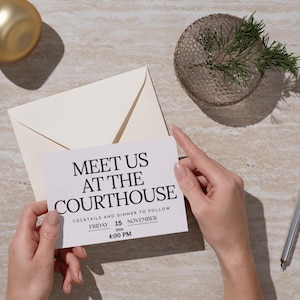 Courthouse Wedding Invitation: Minimalist Elopement Announcement ...