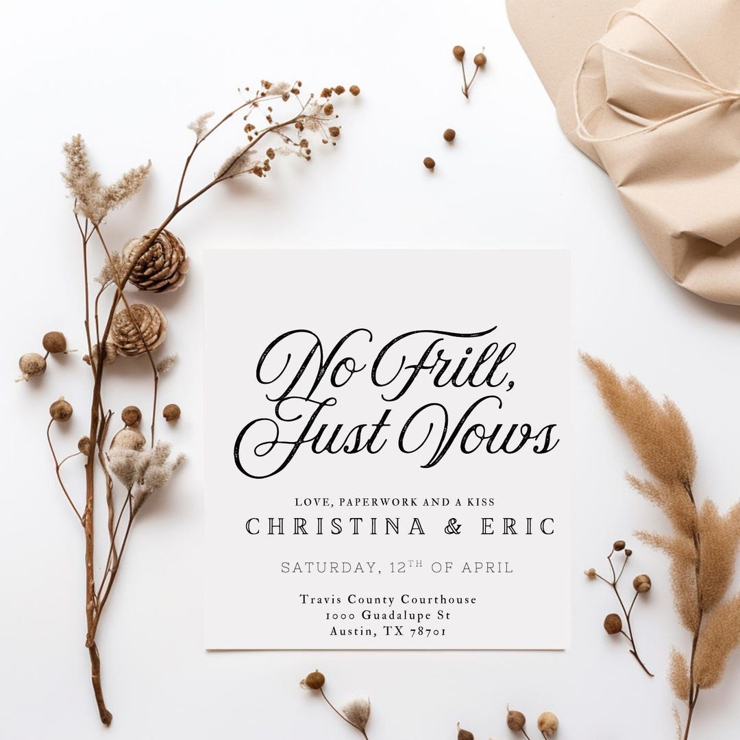 Minimalist Elopement Announcement: Courthouse Wedding Invitation ...