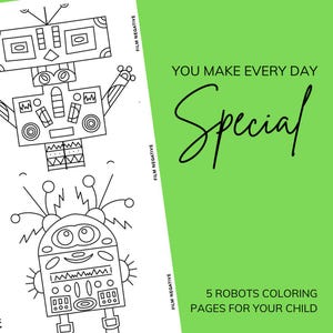 5 Robot Coloring Pages Drawings to Color Fine Motor Skills Kindergarten ...