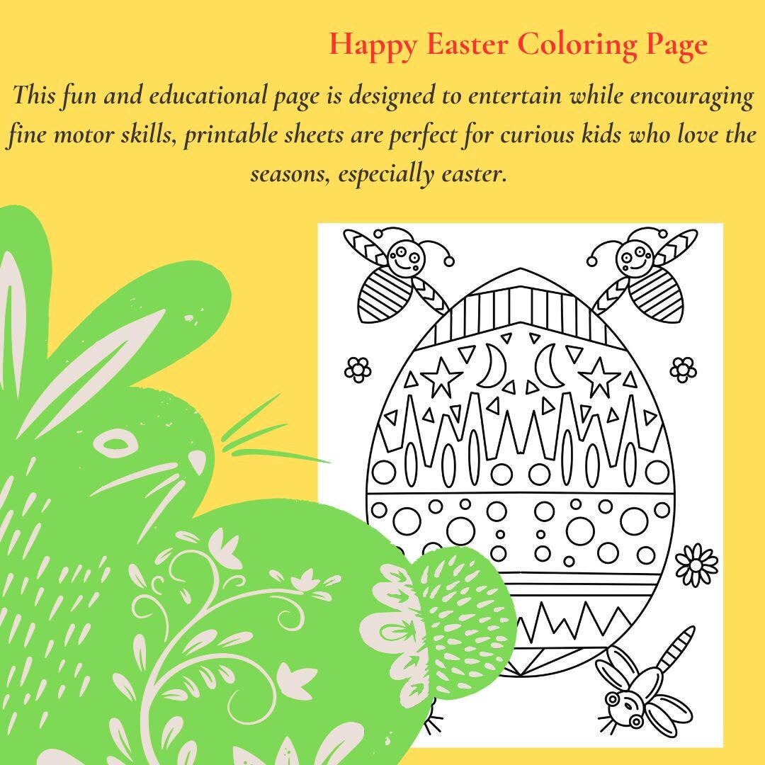Easter Egg, Coloring Page, Fine Motor Skills Page for Kids, Creative ...