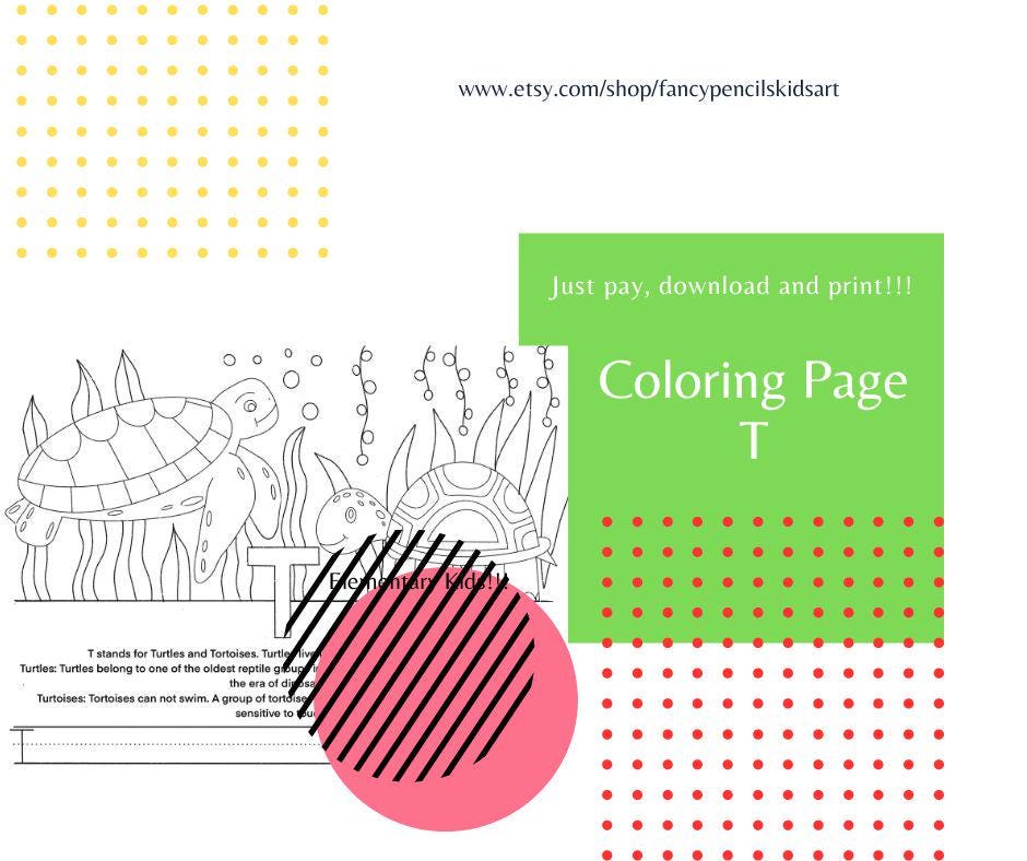 Turtle Coloring Pages, Tortoise T Letter Alphabet Coloring Page ...