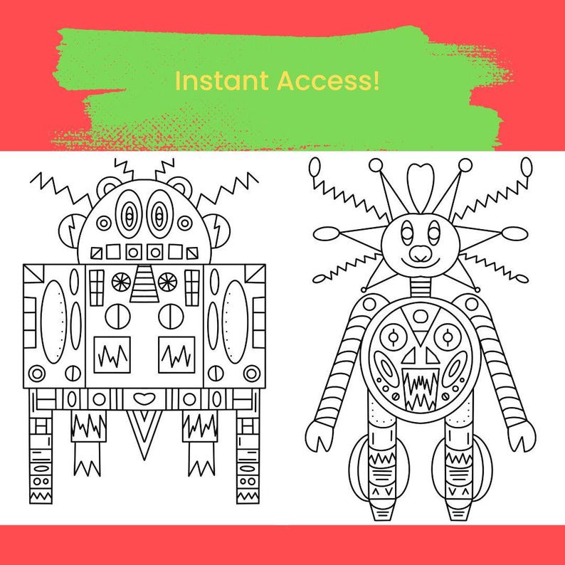 5 Robot Coloring Pages Drawings to Color Fine Motor Skills Kindergarten ...