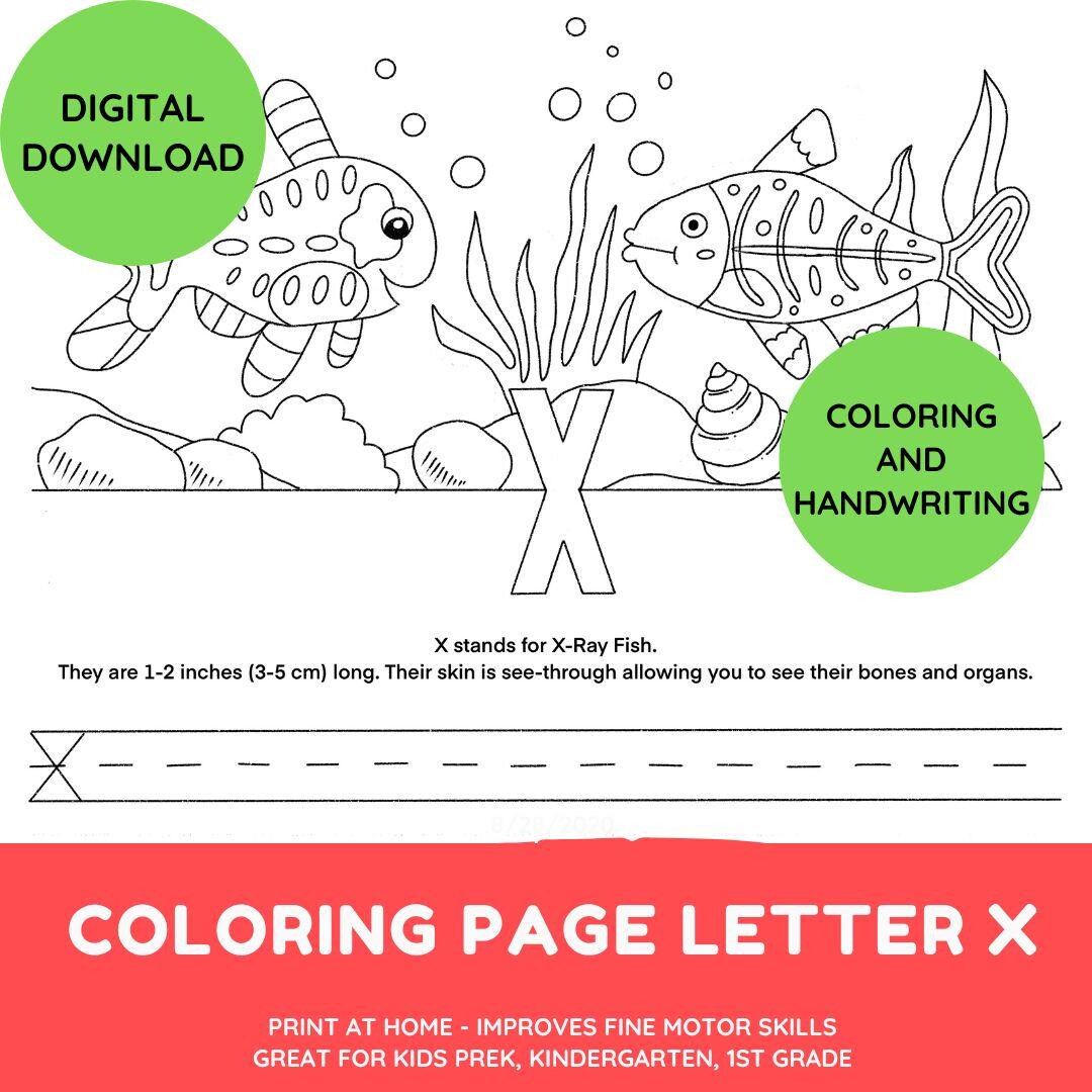 X-ray Fish Letter X Coloring Page ABC Preschool Kindergarten 1st Grade ...