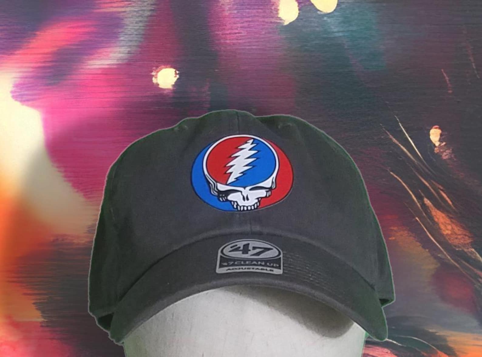 Grateful Dead SYF Skull Baseball Cap – Stealie Hat – Charcoal 47 Clean ...
