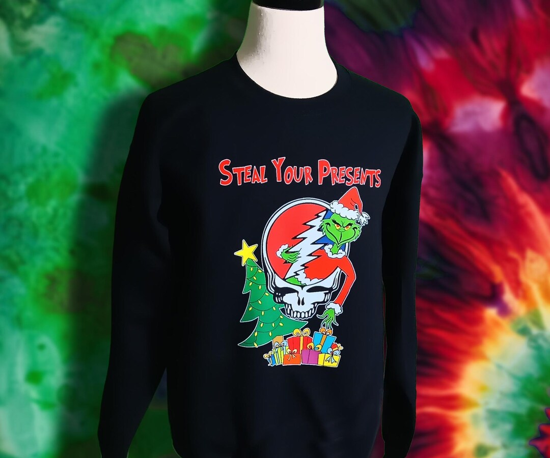 Grateful Dead Christmas Sweatshirt | Deadhead Grinch Stealie Crewneck ...